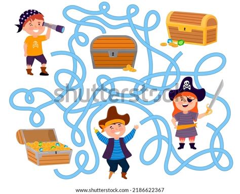 아이들을 위한 해적 미로 보물찾기 유치원 스톡 벡터로열티 프리 2186622367 Shutterstock