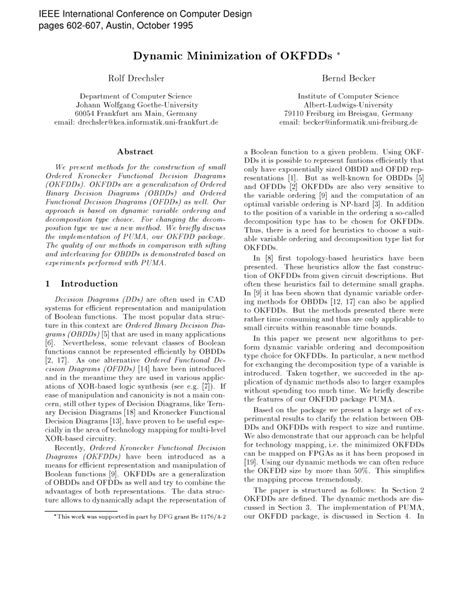 Pdf Dynamic Minimization Of Okfdds