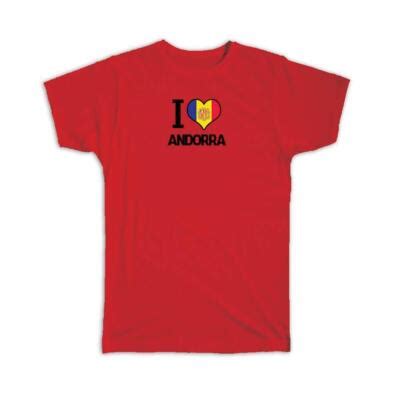 T T Shirt I Love Andorra Flag Heart Country Crest Andorran Expat
