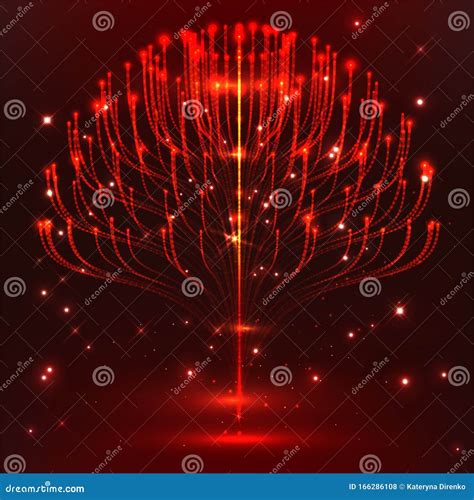 Big Data Visualization Bright Red Technology Background Visual Presentation On Big Data