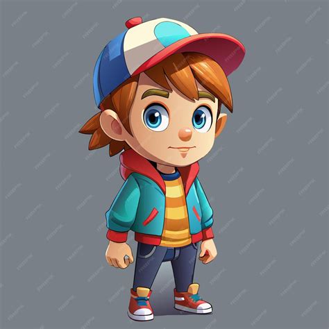 мультфильм мальчика в шляпе и куртке Премиум Ai сгенерированный вектор