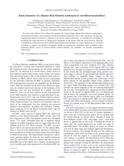 Pdf Band Structures Of A Dipolar Bose Einstein Condensate In One Dimensional Lattices