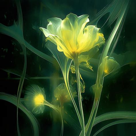 Premium Ai Image Abstrac Green Floral