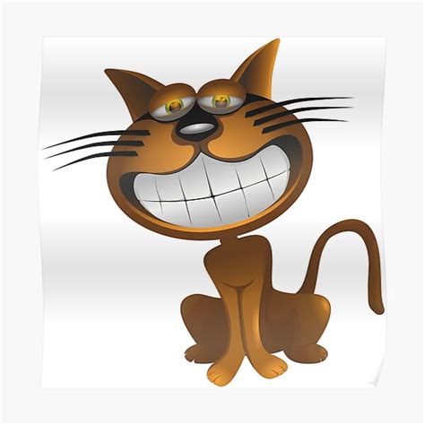 Funny And Cute Big Teeth Meme Cat Poster By Corner Shop Redbubble