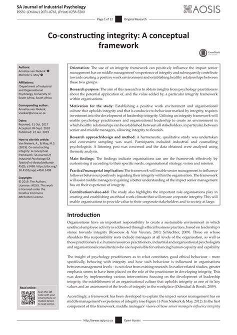 PDF Co Constructing Integrity A Conceptual Framework