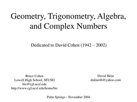 Ppt Geometry Trigonometry Algebra And Complex Numbers Powerpoint