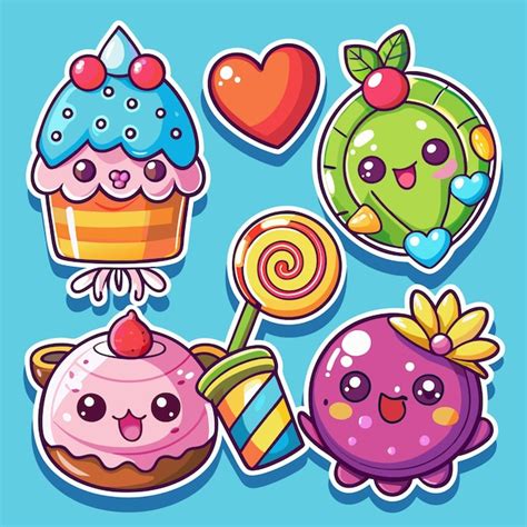 Cute Sticker Sweet Candy Icon Premium Ai Generated Vector