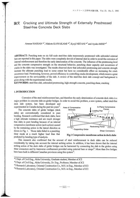 Pdf Cracking And Ultimate Strength Of Externally Prestressed Steel Free Concrete Deck Slabs