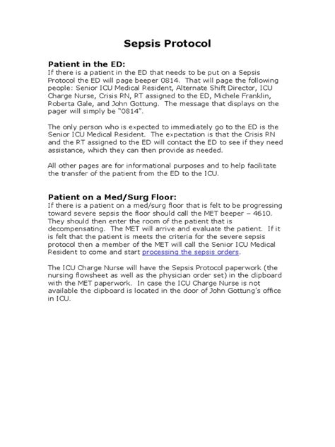 Sepsis Team Protocol2012 Pdf Sepsis Epidemiology