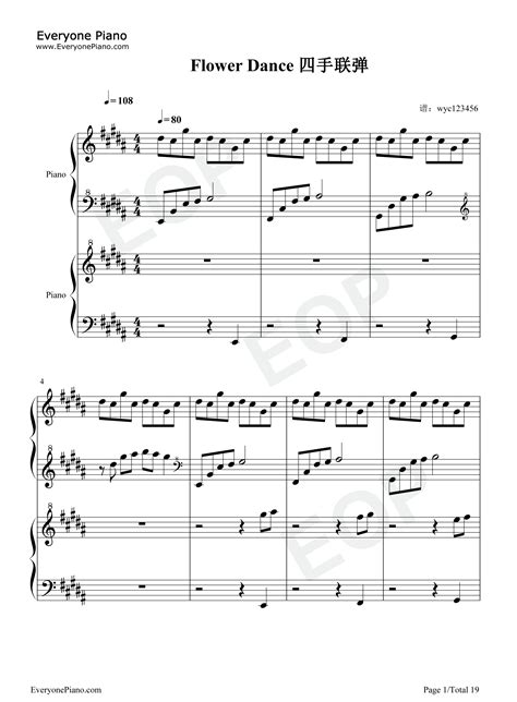 Flower Dance 花之舞 花舞 四手联弹五线谱预览 Eop在线乐谱架