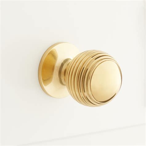 1 Garneau Solid Brass Round Cabinet Knob Polished Brass Signature