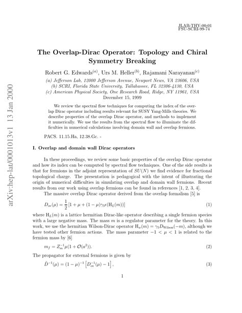 pdf the overlap dirac operator topology and chiral symmetry breaking