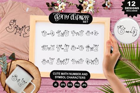 Cute Math Number And Symbol Characters Clipart Set