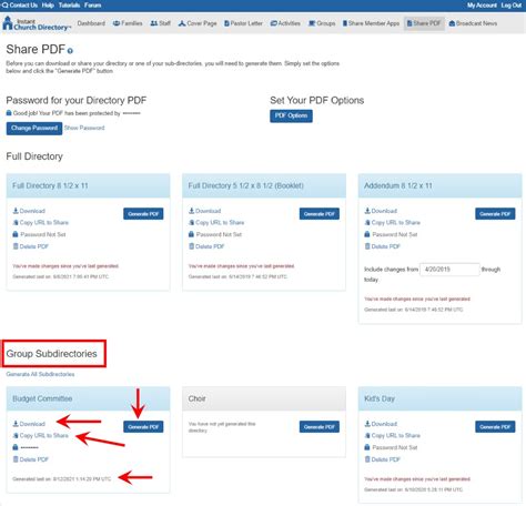 Generating Your Directory Subdirectories And Addendums Instant Church Directory