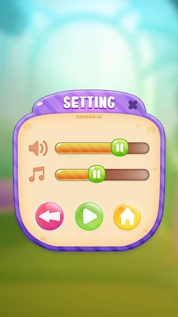 Premium PSD Candy Game UI Setting Screen