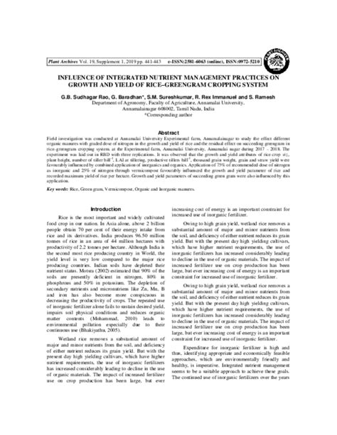 Pdf Influence Of Integrated Nutrient Management Practices On Growth And Yield Of Rice