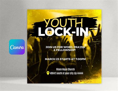 Youth Lock In Church Flyer Youth Church Flyer Church Flyer Etsy