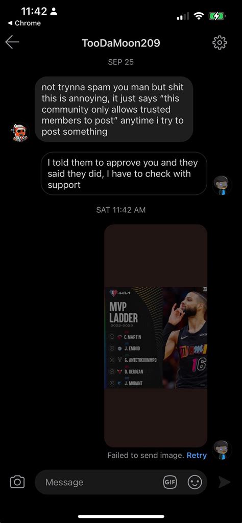 Every Time I Send A Photo It Says Failed To Send Image And I Keep Retrying And It Still Fails