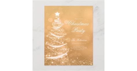 Gold Sparkling Xmas Tree Invite Program Menu Zazzle
