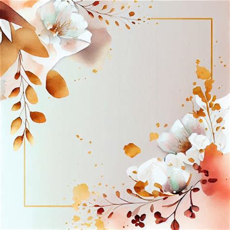 پس زمینه آبرنگ گل های سفید و طلایی تصویر گل های بهاری مولد Ai 1678310