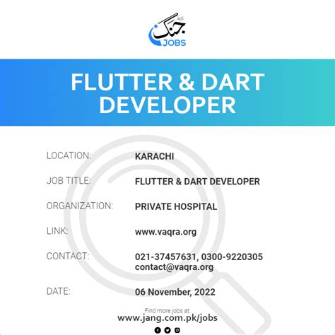Flutter Dart Developer Job Private Hospital Jobs In Karachi 54646