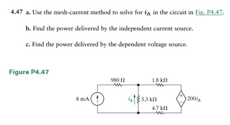 Solved a Use the mesh current method to solve for iΔ Chegg