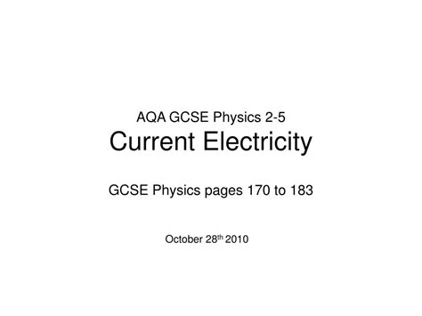 PPT AQA GCSE Physics Current Electricity PowerPoint Presentation ID