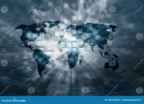Artistic World Map With Binary Numbers Background Stock Illustration