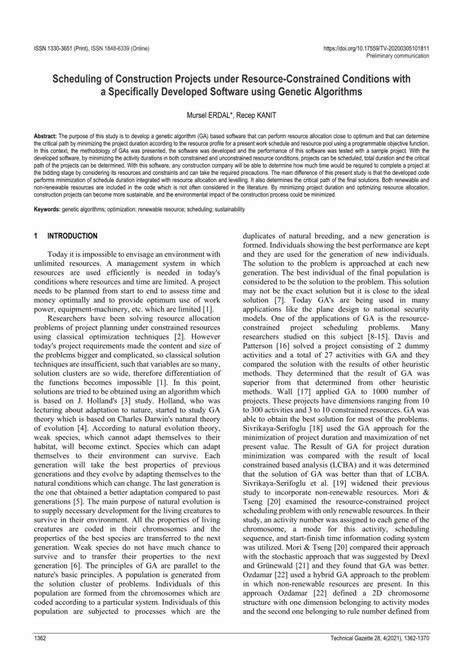 Pdf Scheduling Of Construction Projects Under Resource Dokumentips
