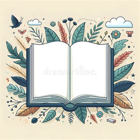 A Book With A Colorful Cover And A Leafy Border Stock Illustration