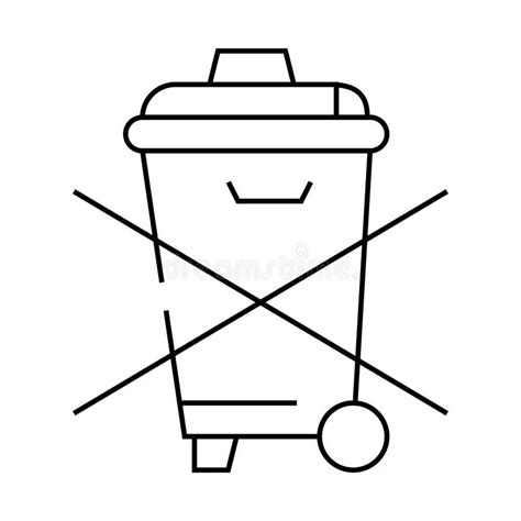 Do Not Throw Garbage Bin Line Icon Vector Illustration Stock