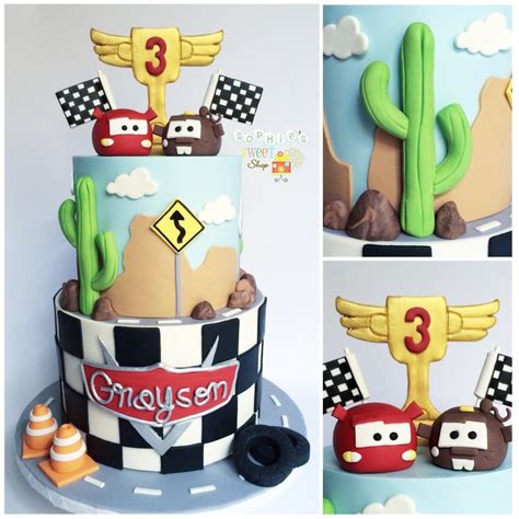 Disney Cars Themed Cake With Trucks And Cactuses
