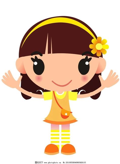 可爱的小女孩的卡通照片