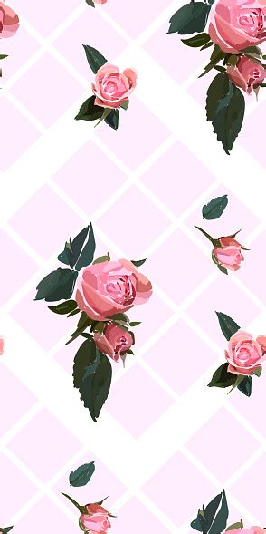 완벽 한 꽃 배경 Patternwith Gride입니다 수채화 핑크 정원 장미는 손에 스타일을 그려 우아한 꽃 섬유 포장지 웨딩 카드에 대 한 벡터 일러스트 레이 션