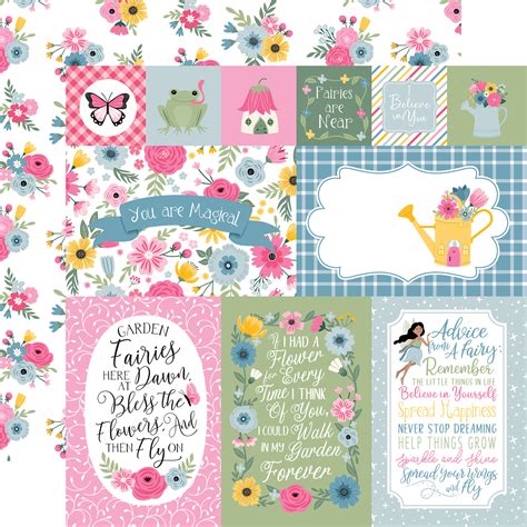 Fairy Garden Multi Journaling Cards 12x12 Patterned Paper Echo Park