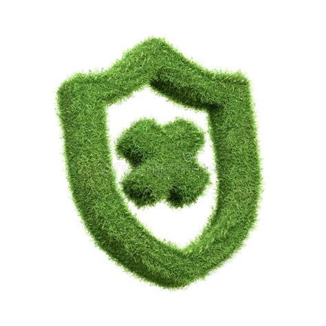 Grass Shield With Cross Symbol Isolated Stock Illustration