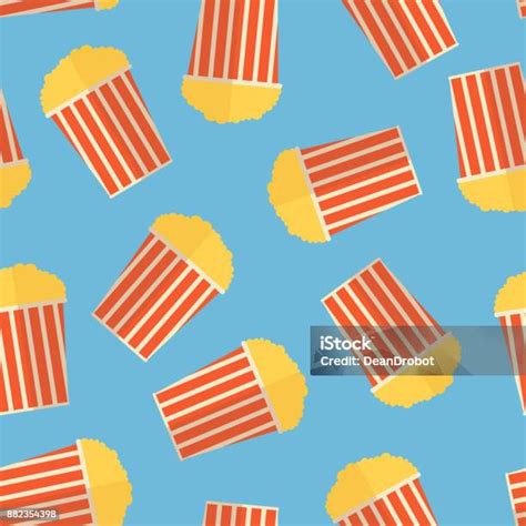 파란색에 양동이 원활한 Patern에 팝콘을 만화 벡터 일러스트 레이 션 가방에 대한 스톡 벡터 아트 및 기타 이미지 가방 노랑 달콤한 음식 Istock