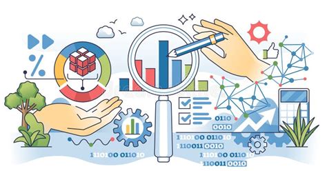 Data Analytics Tools With Information Graph Research Outline Hands Concept Stock Vector