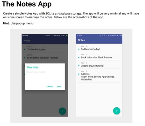 Solved The Notes App Create A Simple Notes App With Sqlite