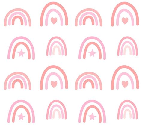 Vector Seamless Pattern Of Pink Boho Rainbow Premium Vector