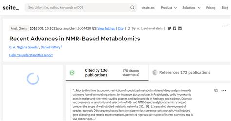 [citation Report] Recent Advances In Nmr Based Metabolomics