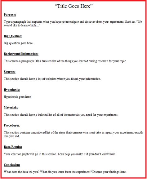 Science Fair Project Report Template Design Talk