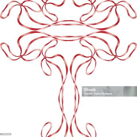 리본이 있는 빨간 리본의 완벽 한 장식 배경에서 격리 된 수채화 그림 주요 패턴에 추가로서 손으로 그린 패턴 동반자 섬유 포장 스크랩북 0명에 대한 스톡 벡터 아트 및 기타