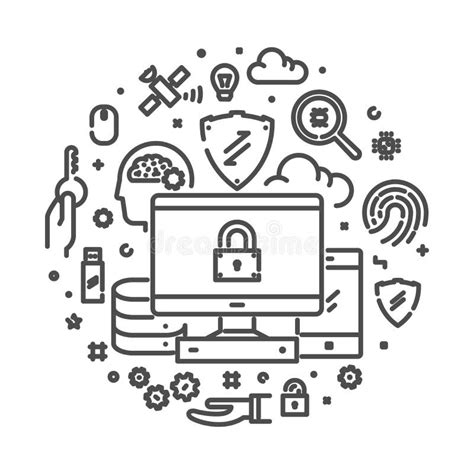Vector Line Design Concept For Internet Security Stock Illustration Illustration Of Design