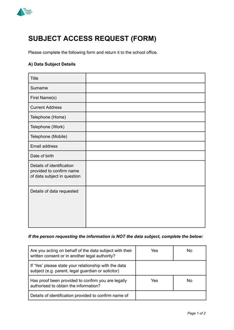 PARKFIELDS SCHOOL SAR Form