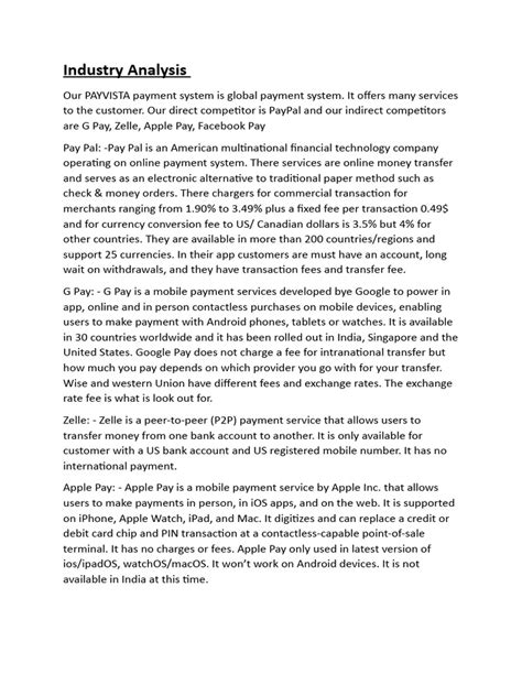 Business Plan Market Analysis Pdf Apple Pay Pay Pal