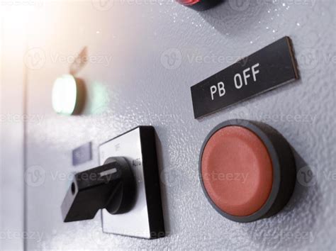 close up the push button off and selector switch with indicator light