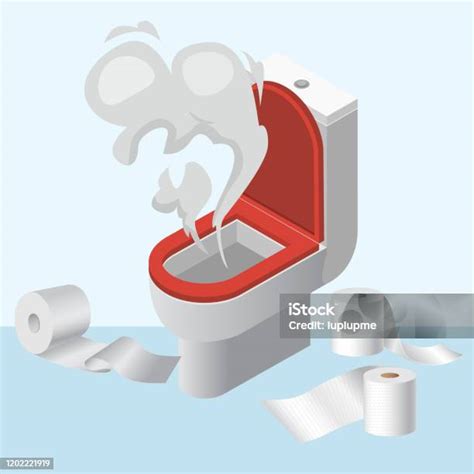 화장실 팬 Wc 쓰레기 와 화장지 벡터 그림입니다 화장실 플랫 스타일 포스터에 쓰레기를 버리지 마십시오 흰색 배경 화장실에 고립 된 쓰레기와 튀김 화장실 건축물에 대한 스톡