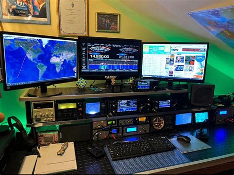 Ham Radio Setup With Three Monitors