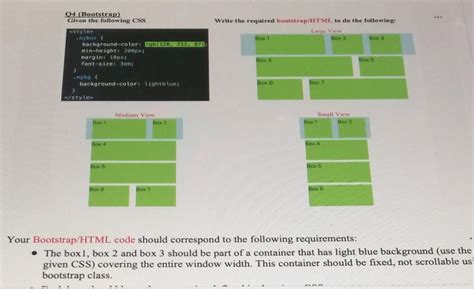 Solved 04 Bootstrap Given The Following Css Write The